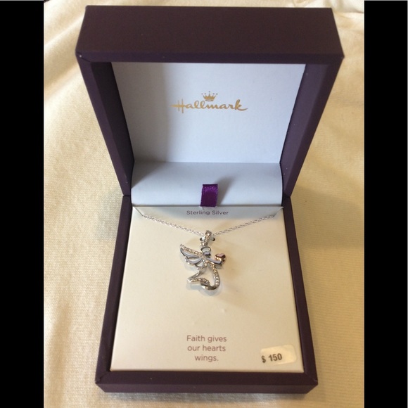 Hallmark | Jewelry | Nwt Hallmark Sterling Silver Cz Angel Necklace ...